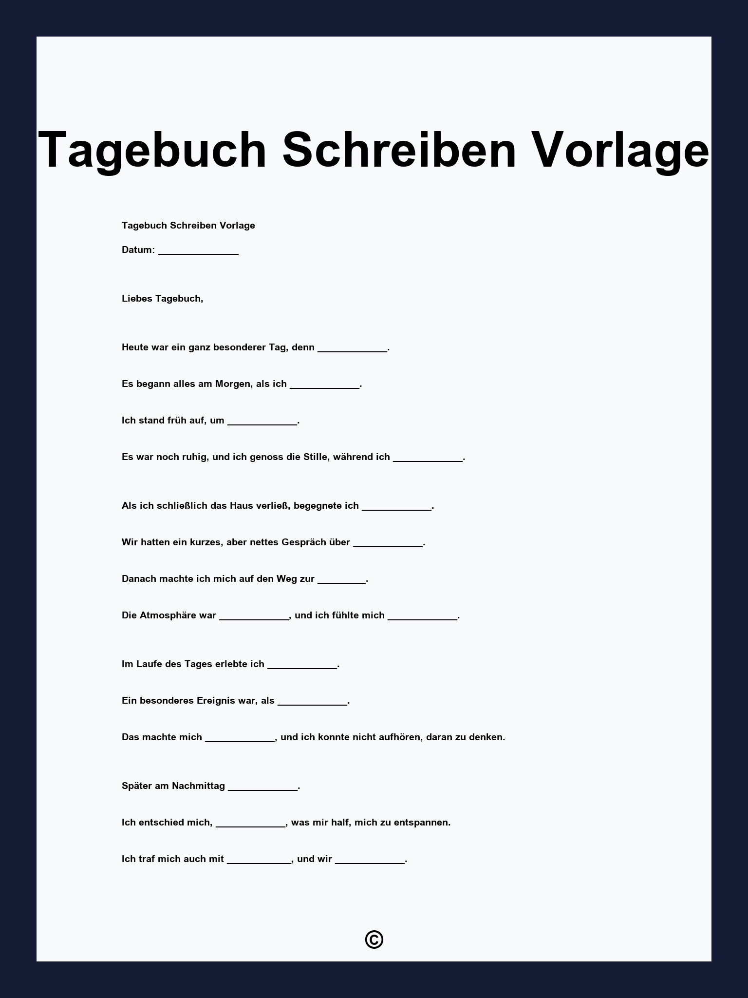 Tagebuch Schreiben Vorlage